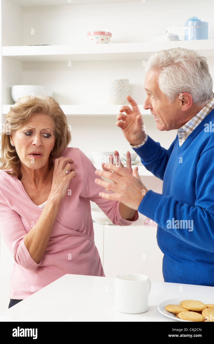 Senior Couple Having Argument At Home Stock Photo - Alamy
