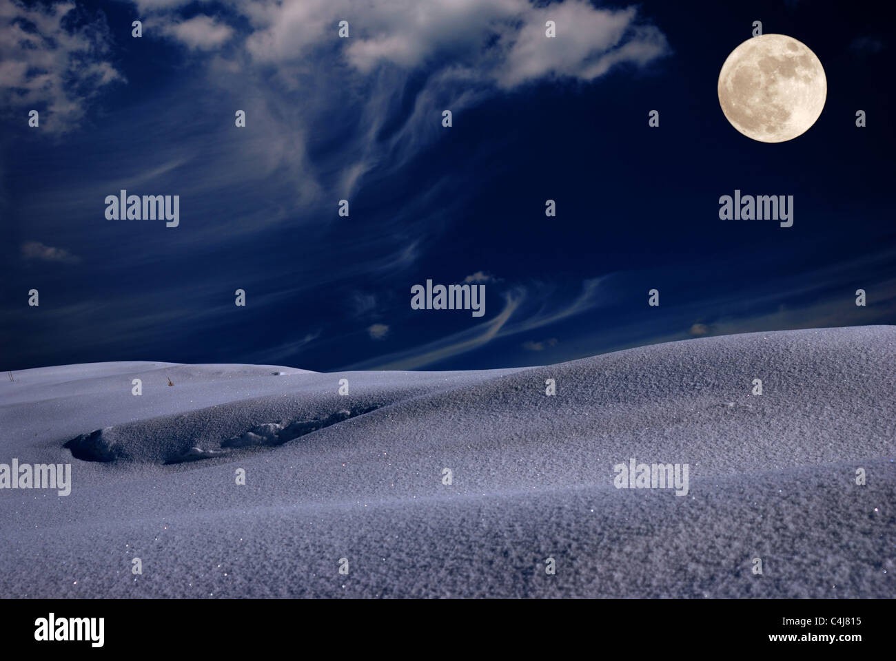 Frosty winter night with fool moon in the sky Stock Photo - Alamy