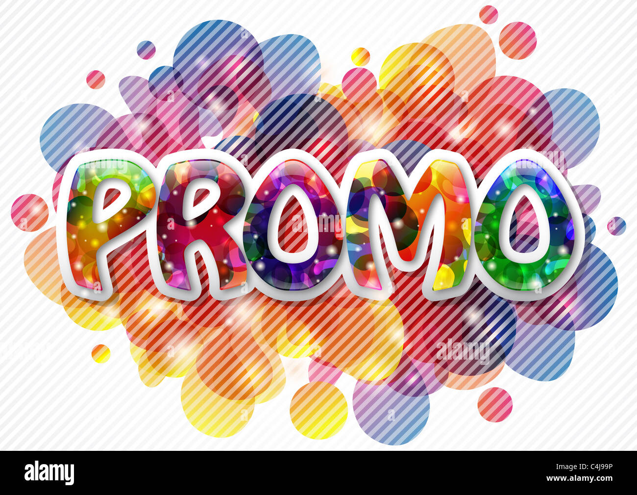 Promo background with shiny text, lights and bubbles Stock Photo - Alamy