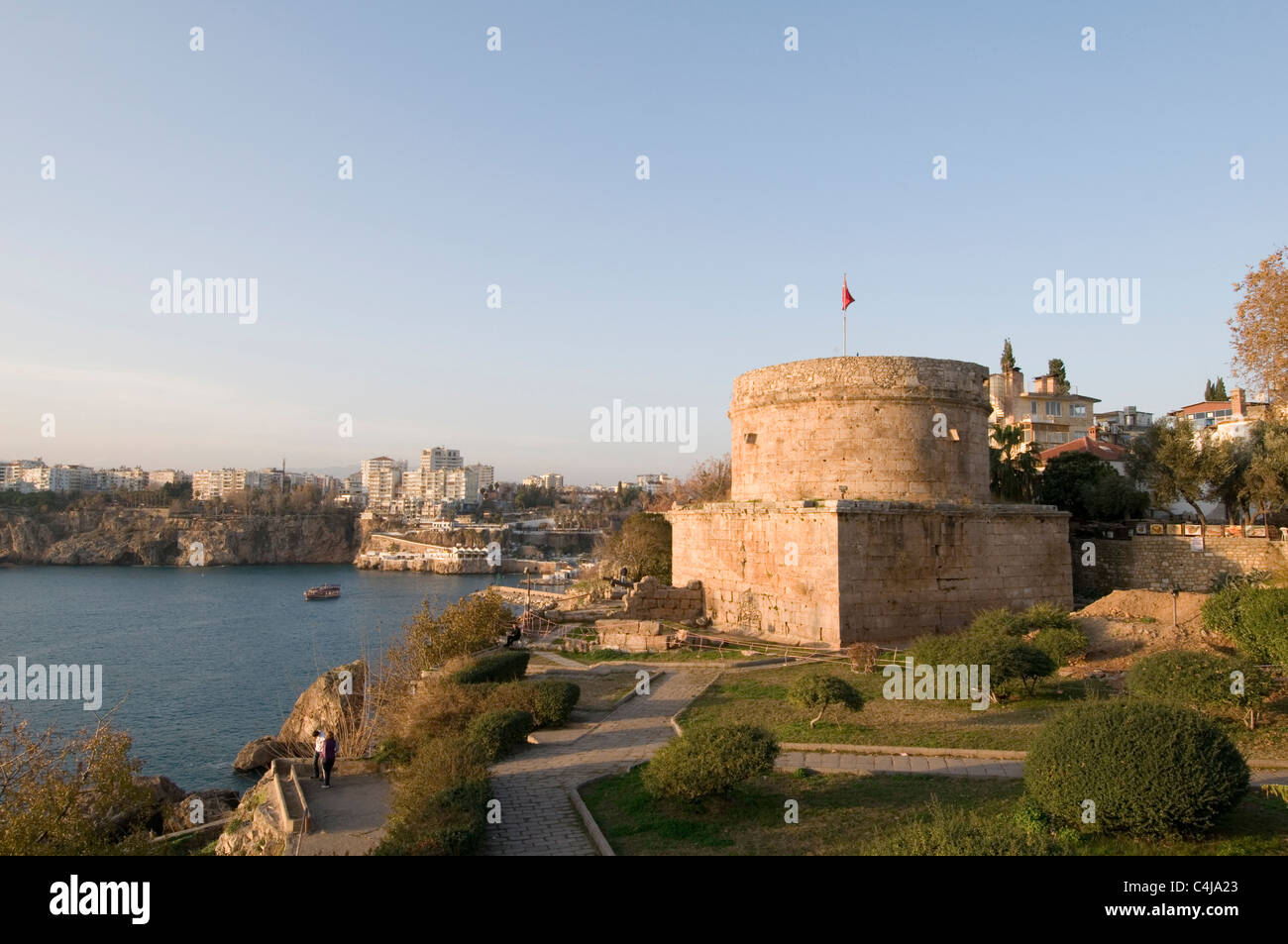 Hıdırlık Tower antalya turkey roman fort port harbour Stock Photo - Alamy