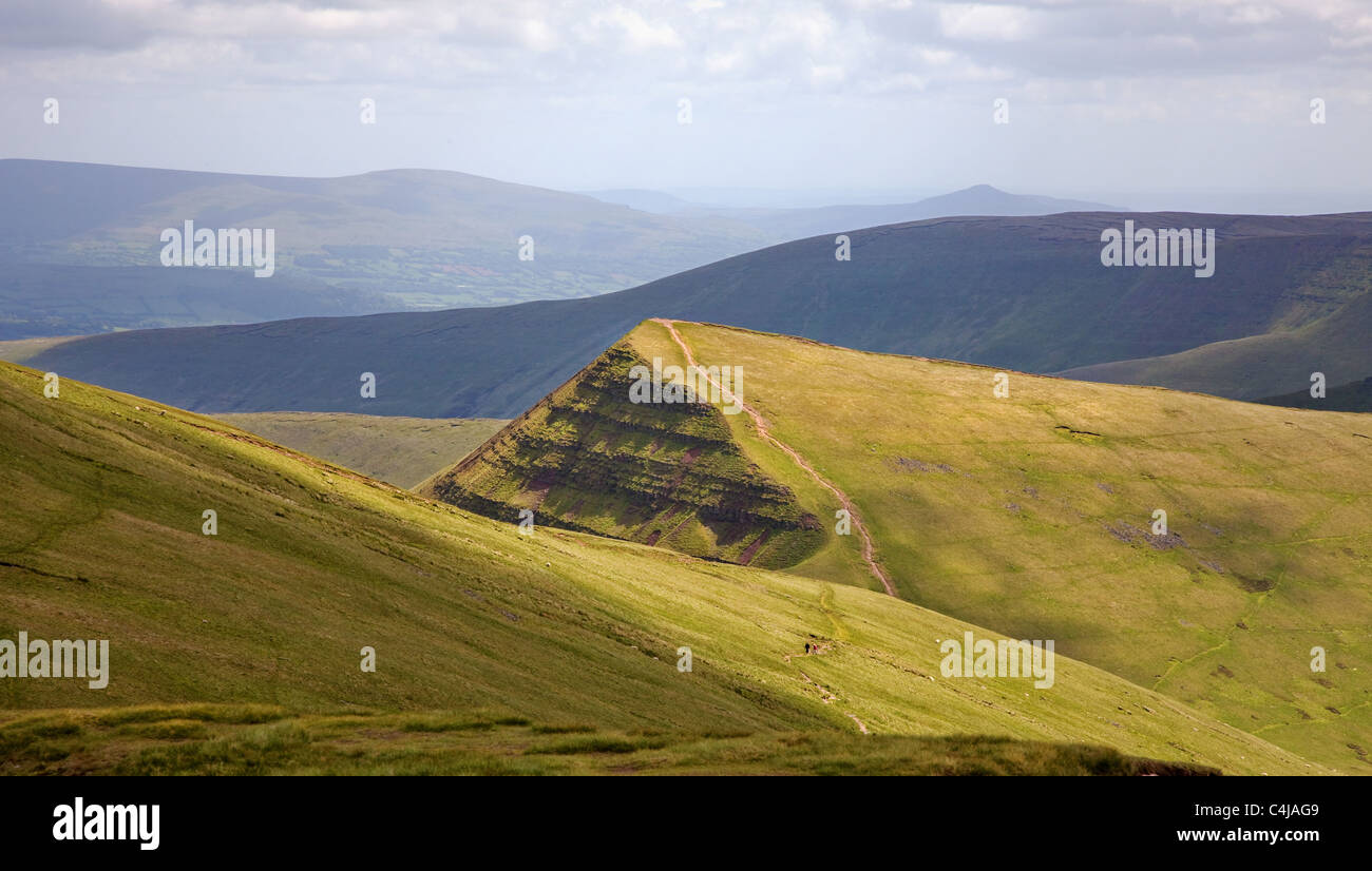 Cribyn from the slopes of Pen y Fan in the Brecon Beacons South Wales ...