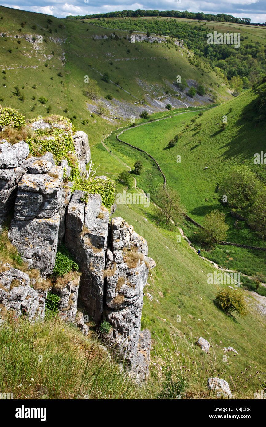 View into upper Lathkill Dale in the Derbyshire Peak District Stock ...
