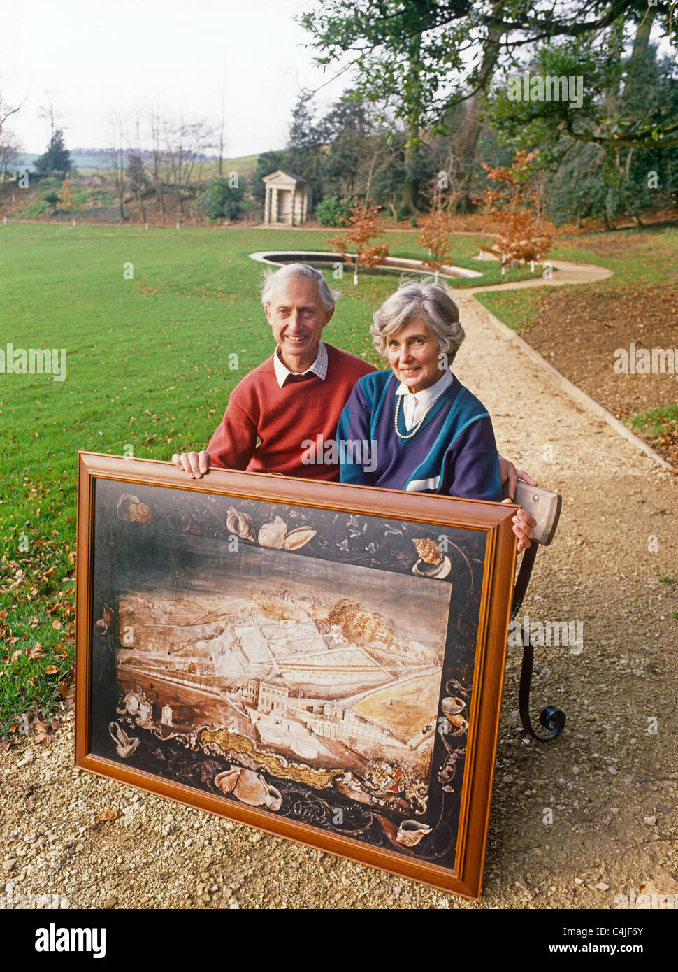 Lord and Lady Dickinson at Painswick Rococo garden (1988 Stock Photo ...
