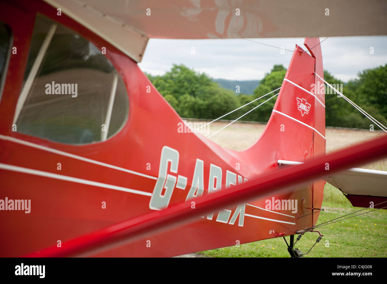Aeronca Sedan Red Light Aircraft Plane Fuselage and Tail Stock Photo ...
