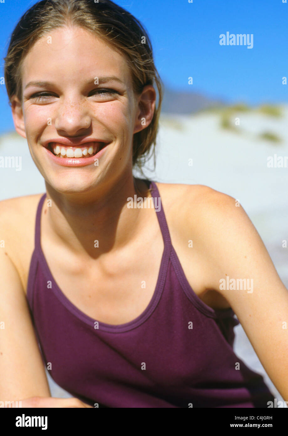 Woman laughs at camera Stock Photo - Alamy