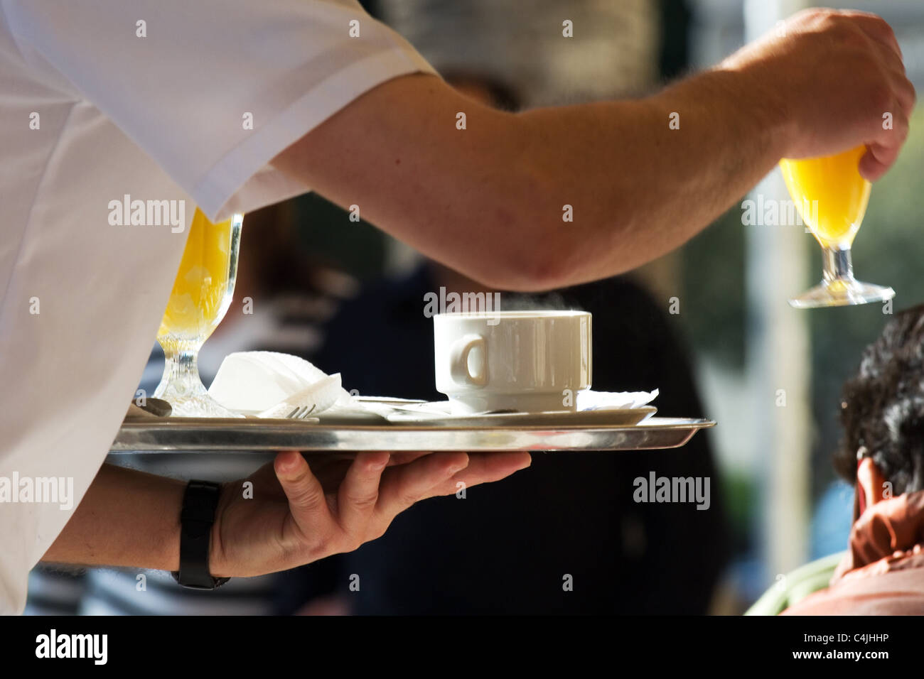 Waiter coffee trays hi-res stock photography and images - Alamy