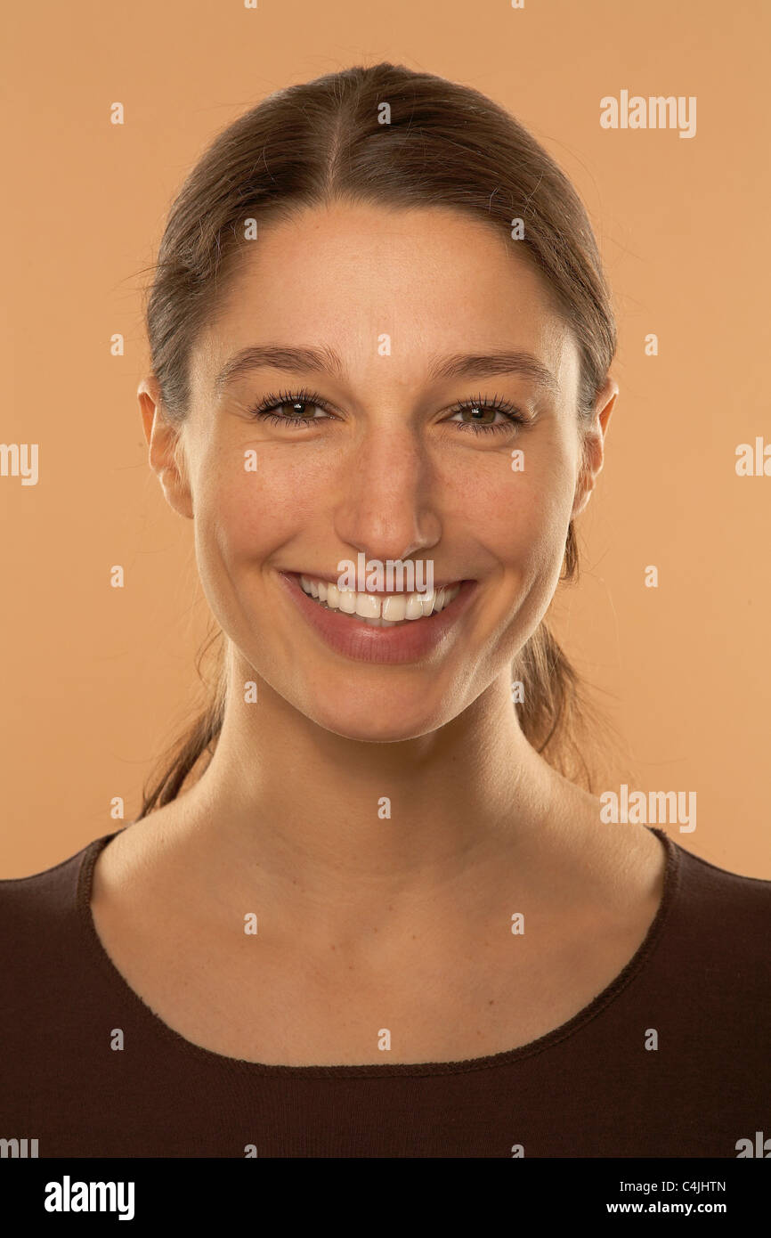 Woman laughs at camera Stock Photo - Alamy