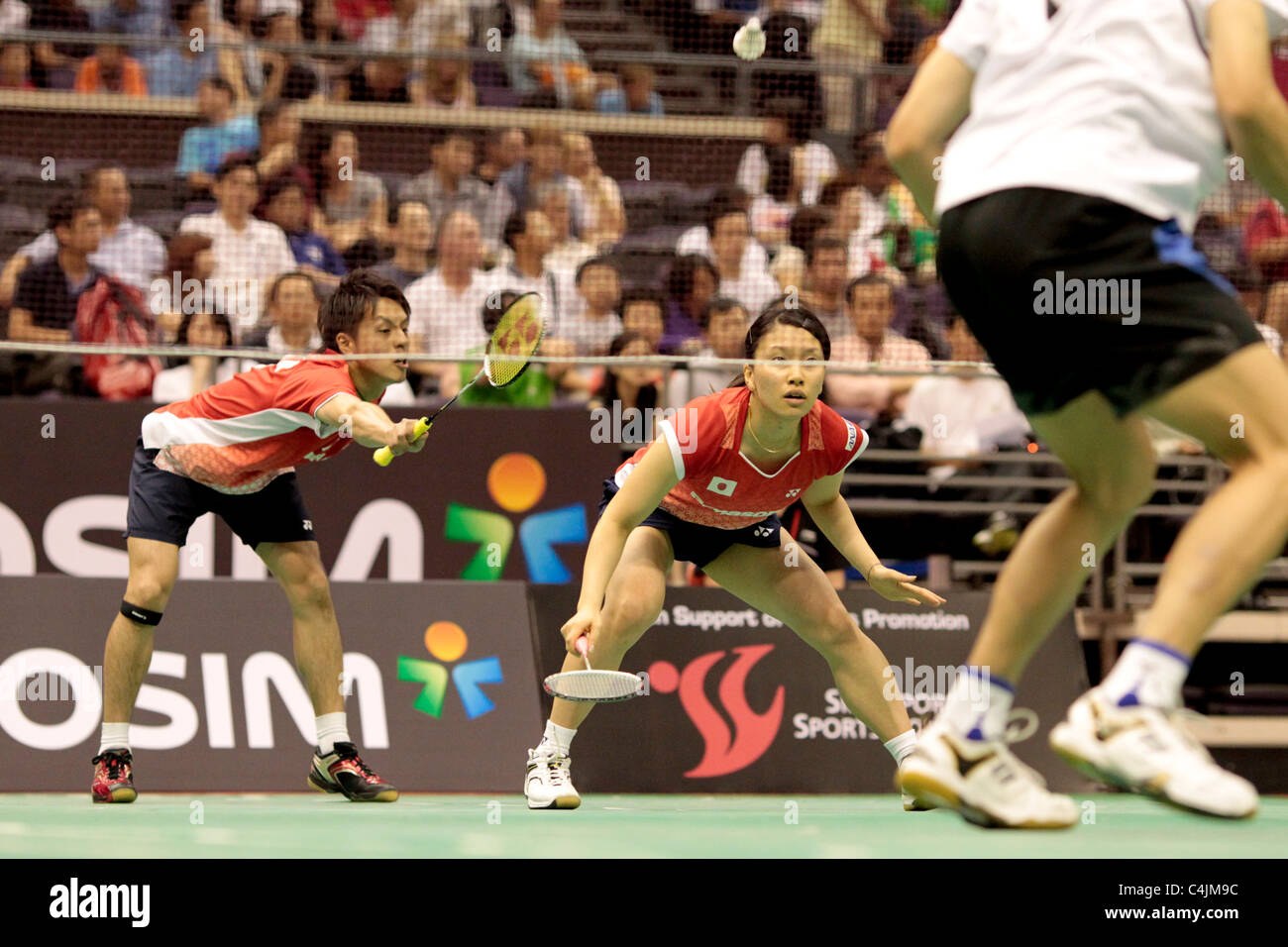 Matsuo Shizuka and Sato Shoji of Japan during their Mixed Doubles ...