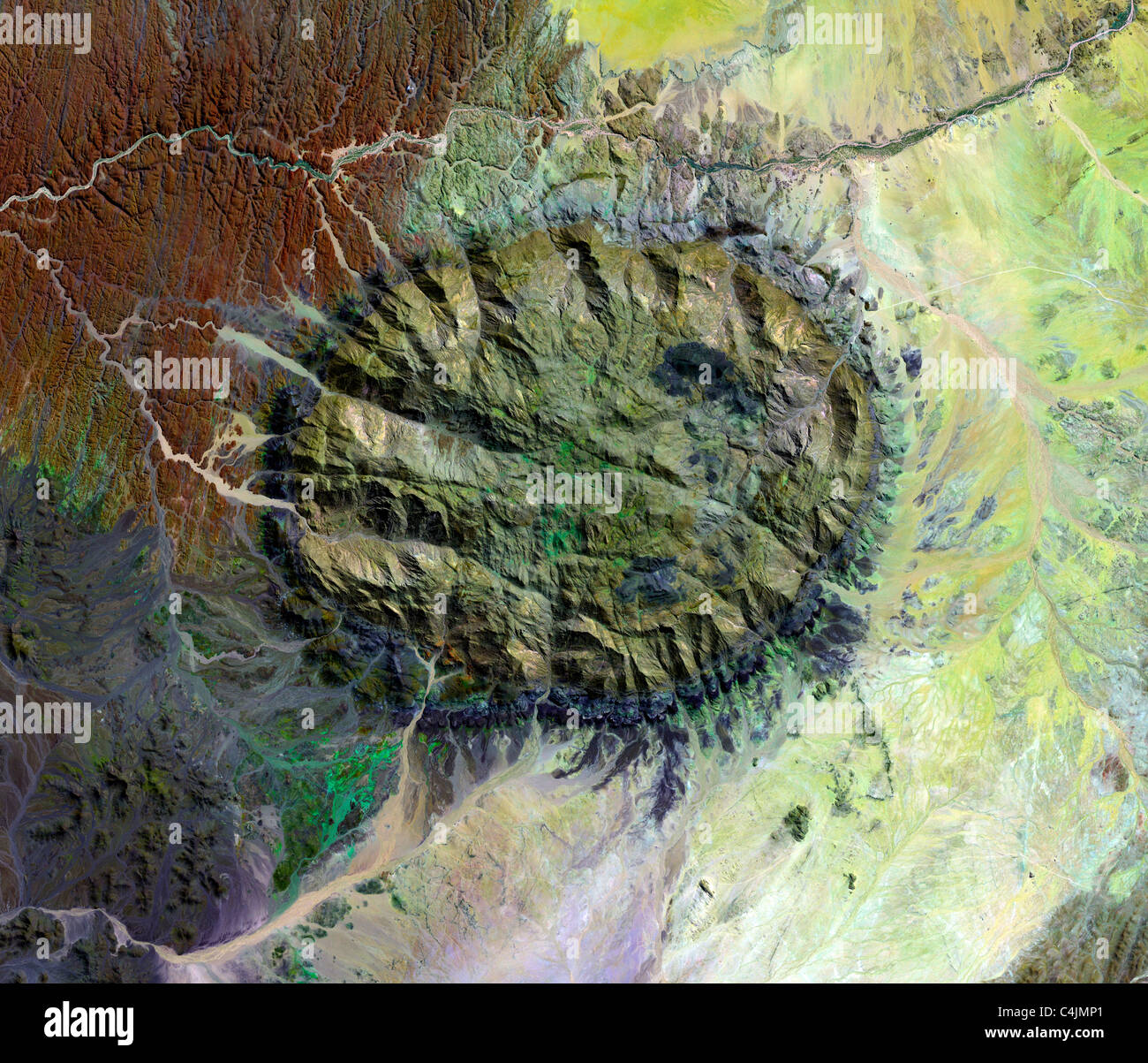 the Brandberg Massif is an exhumed granite intrusion as from space in ...