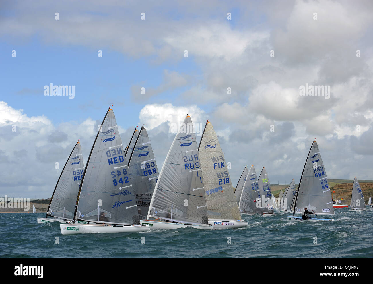 London 2012 Olympic Games Sailing Venue, Finn class yachts in action ...