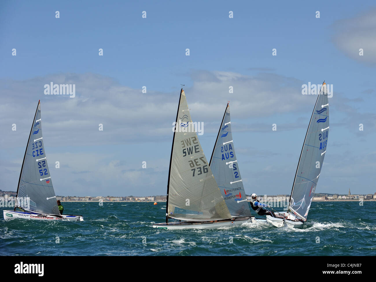London 2012 Olympic Games Sailing Venue, Finn class yachts in action ...