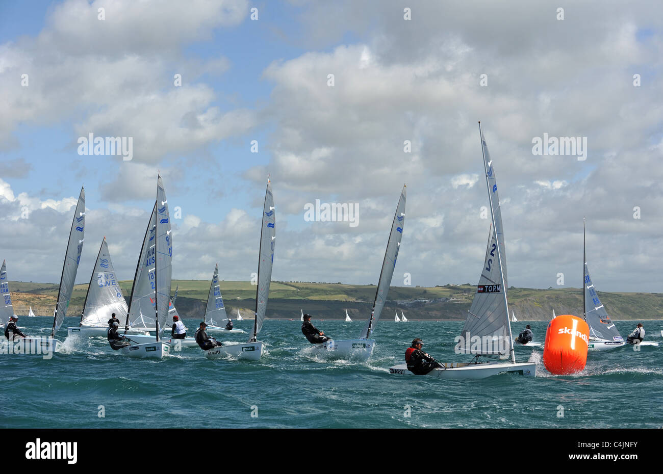 London 2012 Olympic Games Sailing Venue, Finn class yachts in action ...
