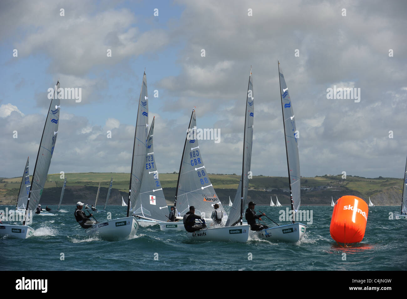 London 2012 Olympic Games Sailing Venue, Finn class yachts in action ...