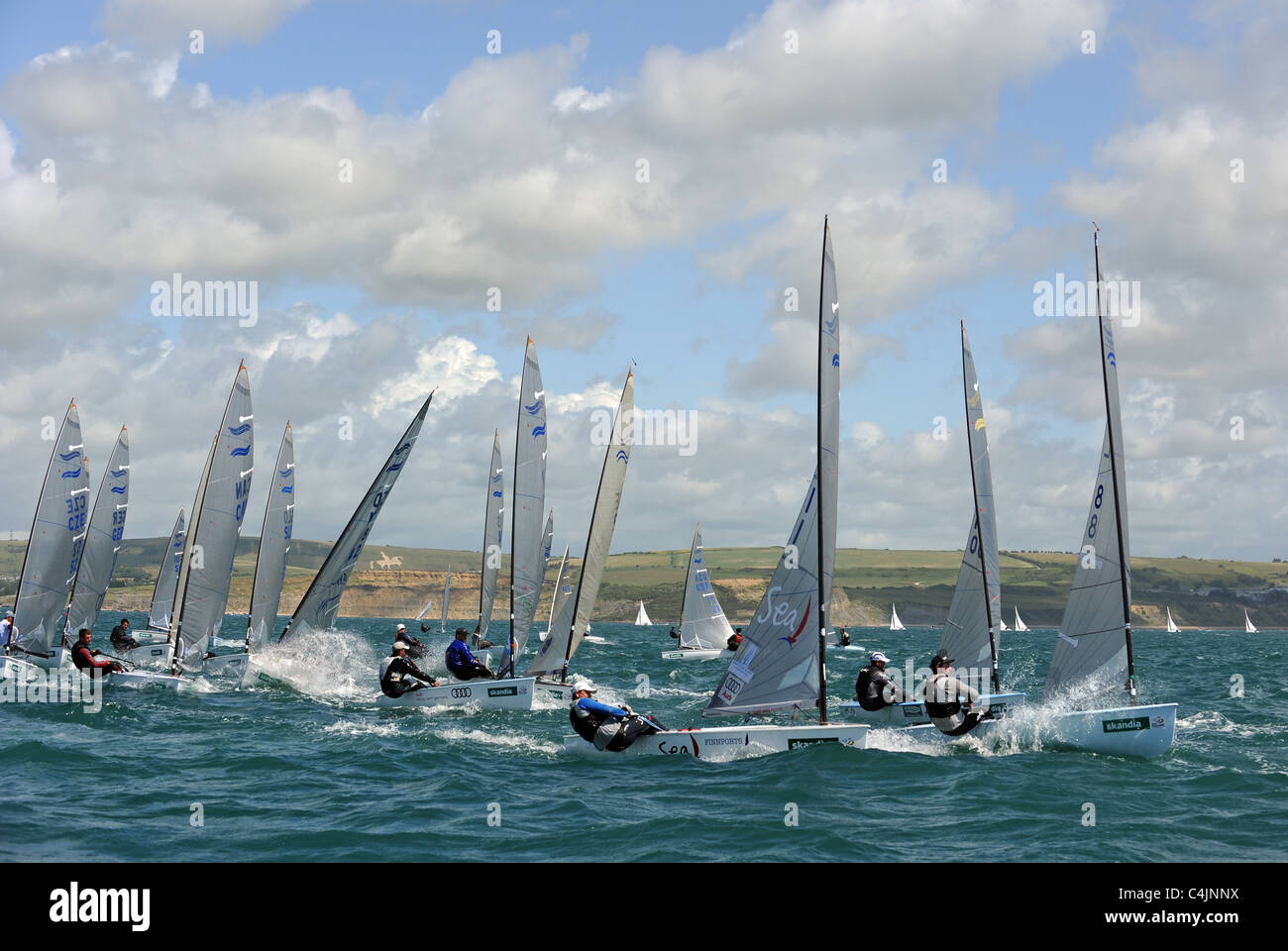 London 2012 Olympic Games Sailing Venue, Finn class yachts in action ...