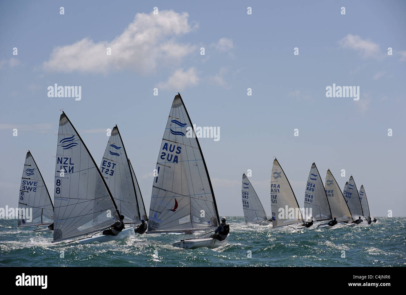 London 2012 Olympic Games Sailing Venue, Finn class yachts in action ...
