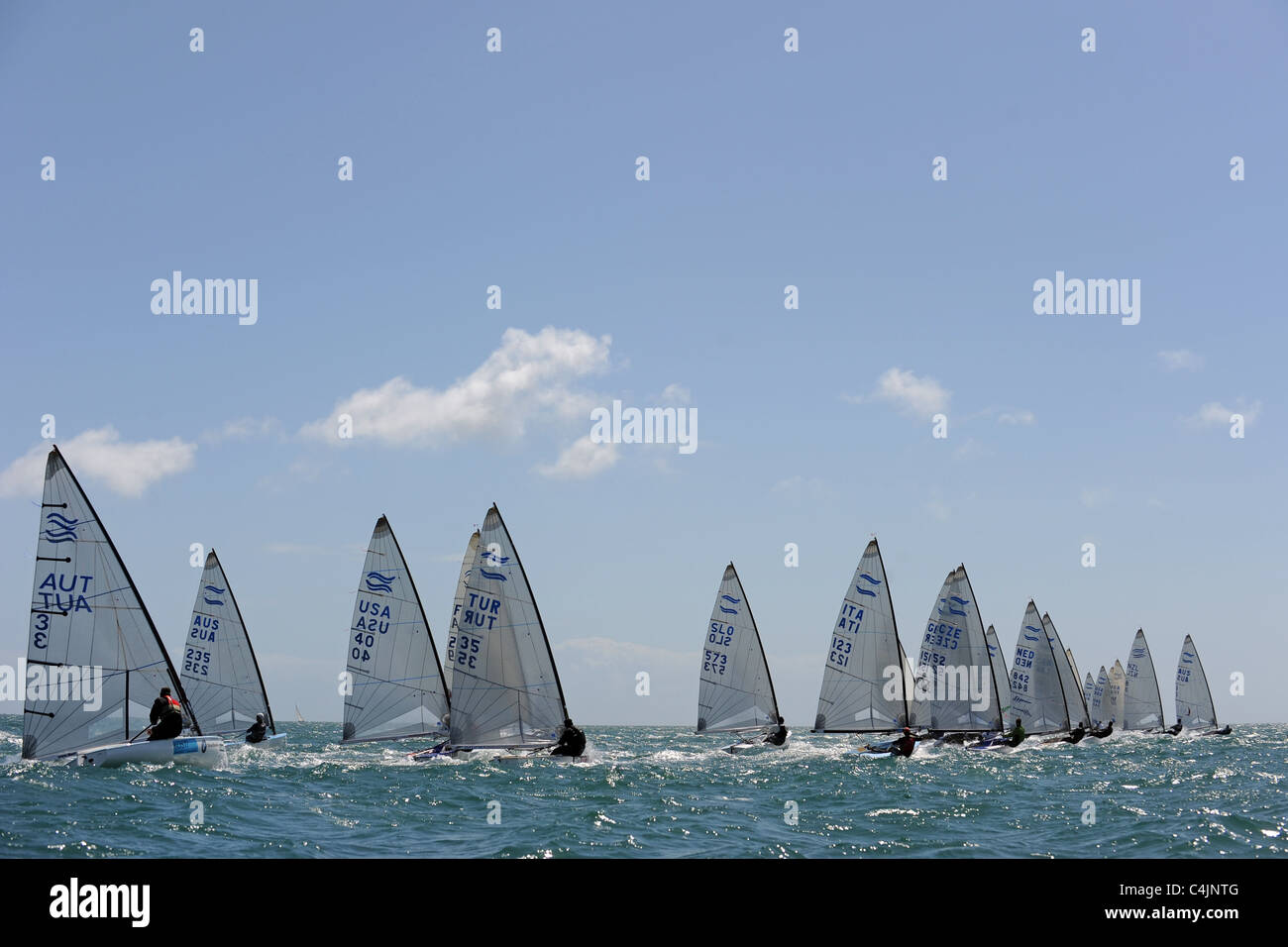 London 2012 Olympic Games Sailing Venue, Finn class yachts in action ...