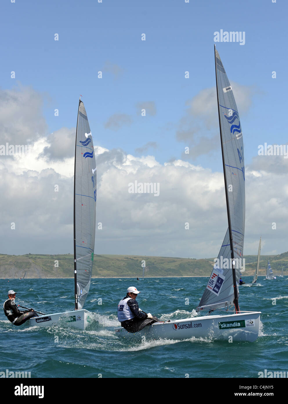 London 2012 Olympic Games Sailing Venue, Finn class yachts in action ...