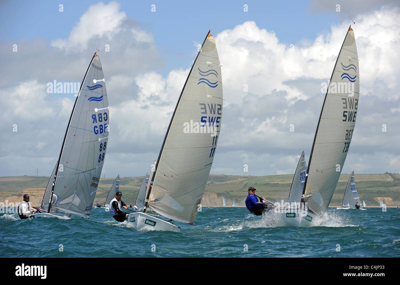 London 2012 Olympic Games Sailing Venue, Finn class yachts in action ...