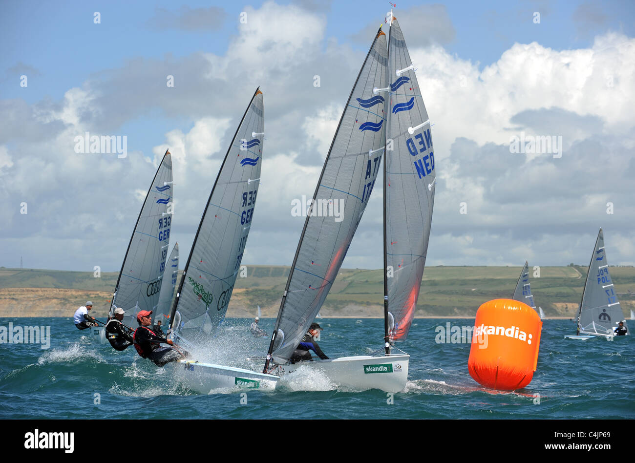 London 2012 Olympic Games Sailing Venue, Finn class yachts in action ...