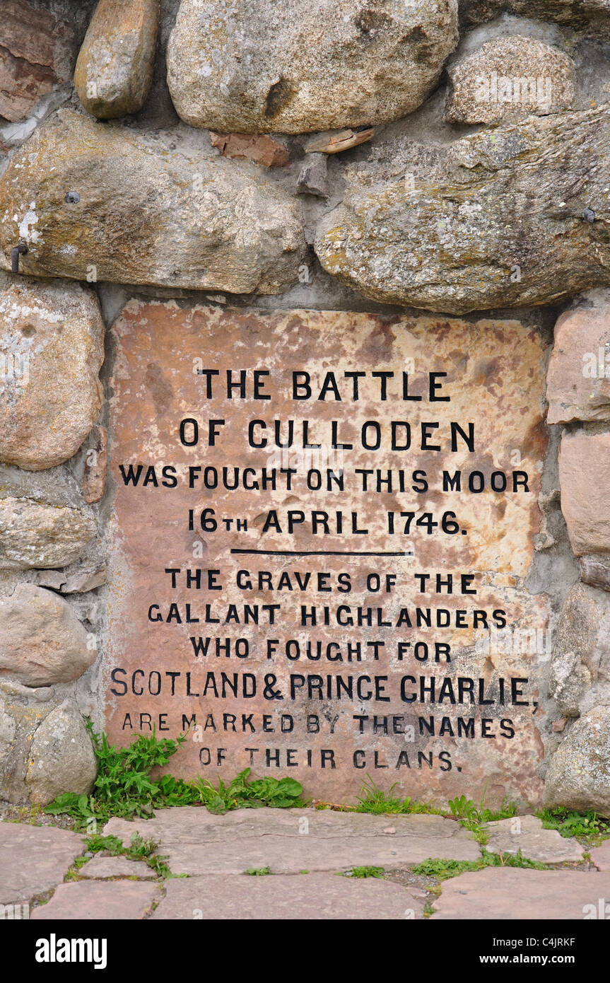 Memorial cairn on Culloden Moor (site of the Battle of Culloden ...