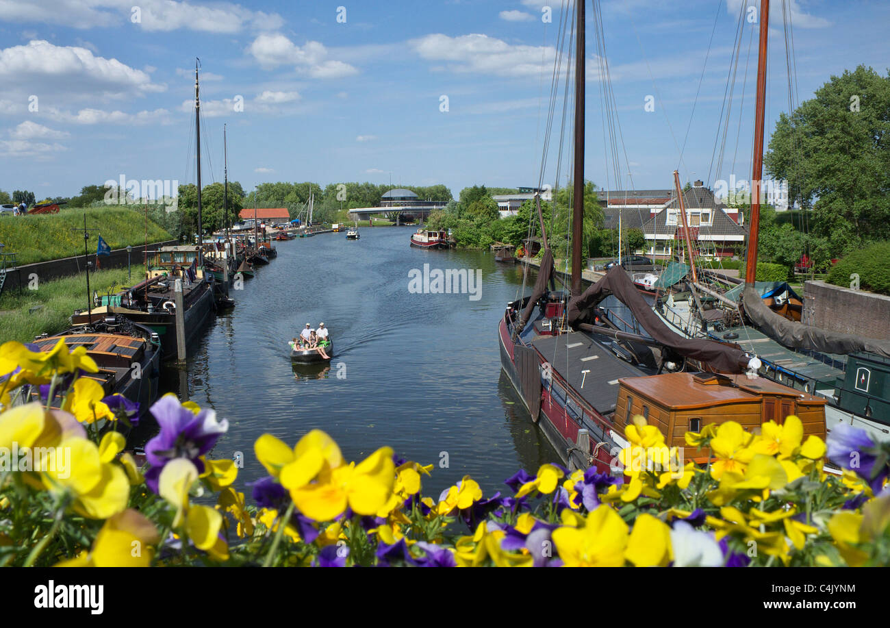 Traditional Dutch sailing barges in Gorinchem harbour, The Netherlands ...
