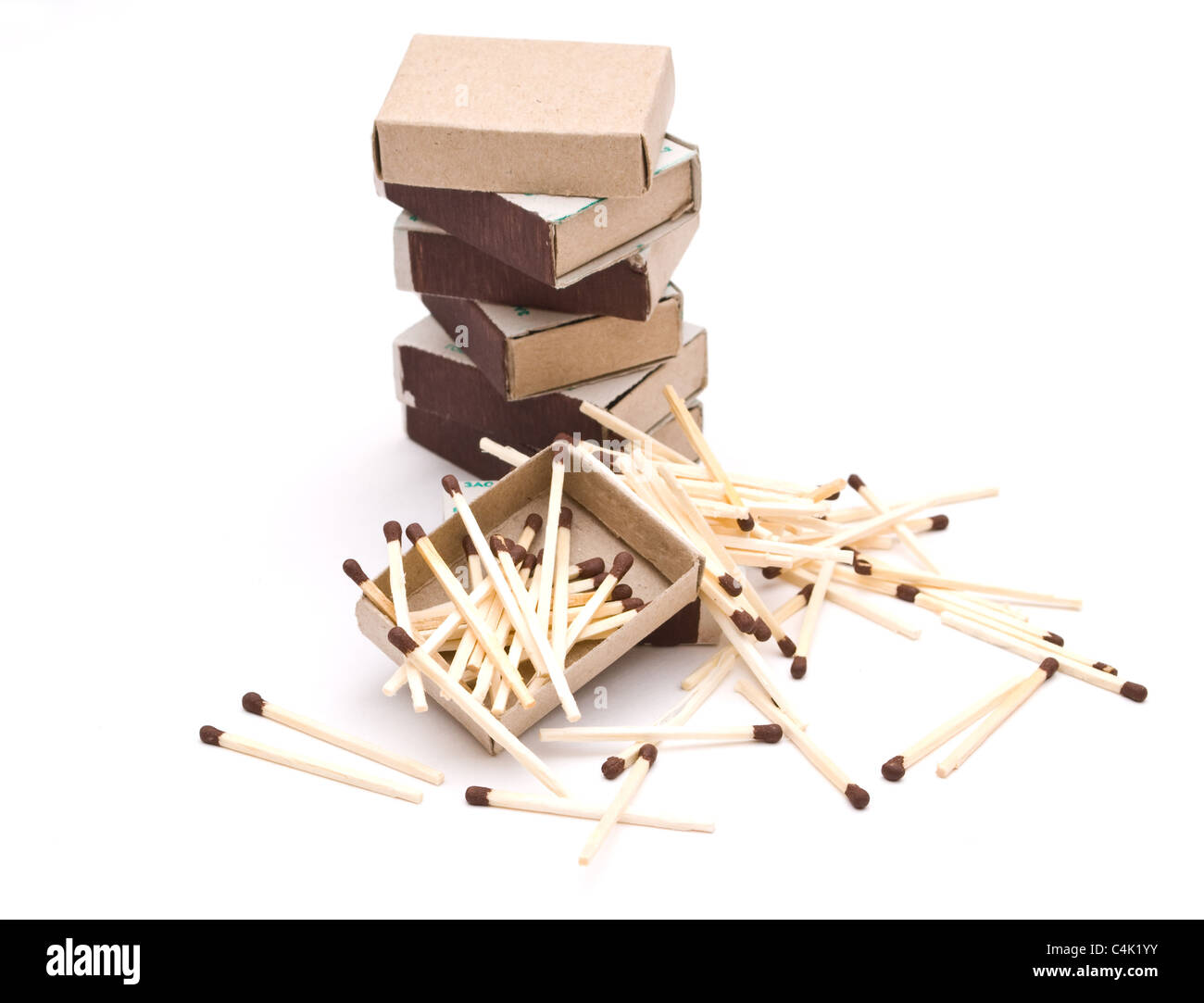 The match box and matches isolated on white background Stock Photo - Alamy