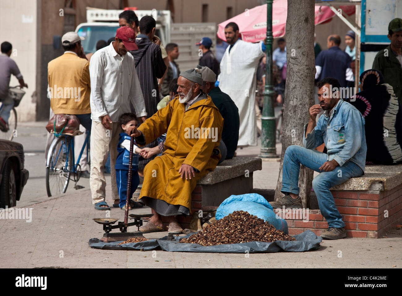 An elderly man sells nuts in the street, Taroudant, Morocco Stock Photo ...