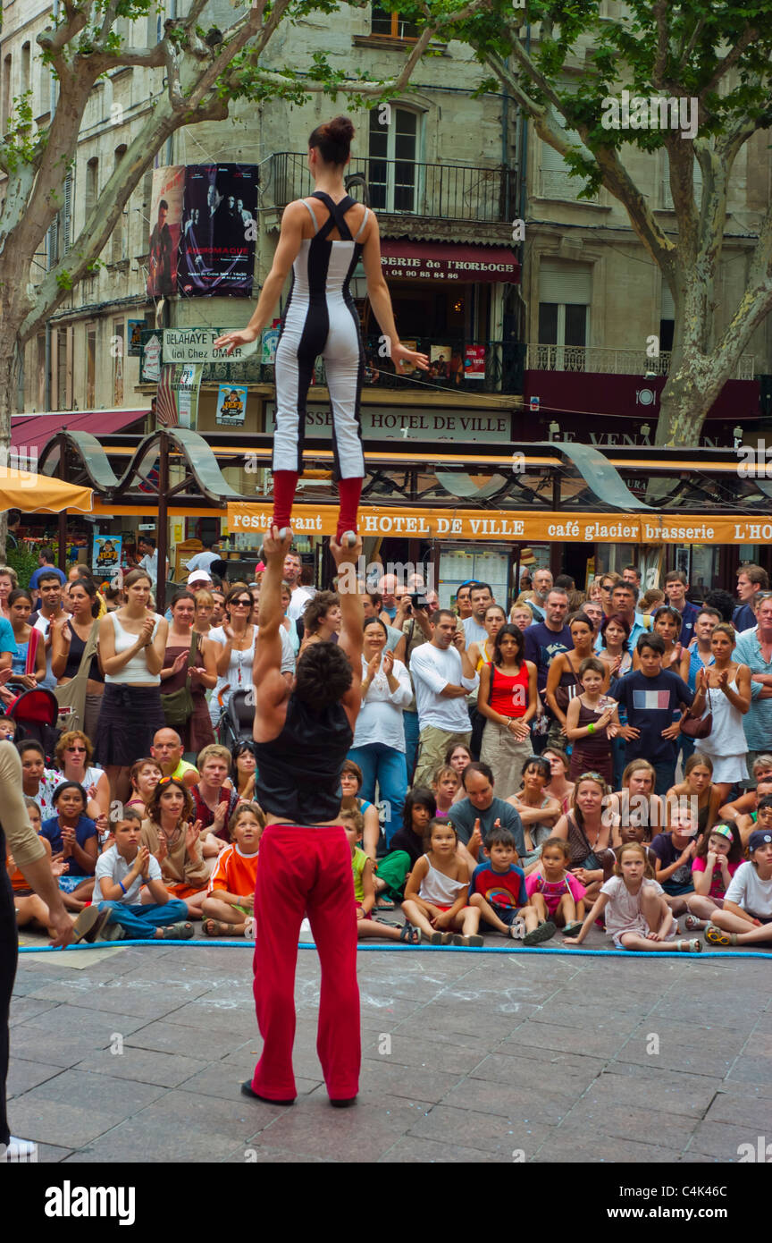 Avignon, France, Annual Street Festival Large Crowd, Audience Watching ...