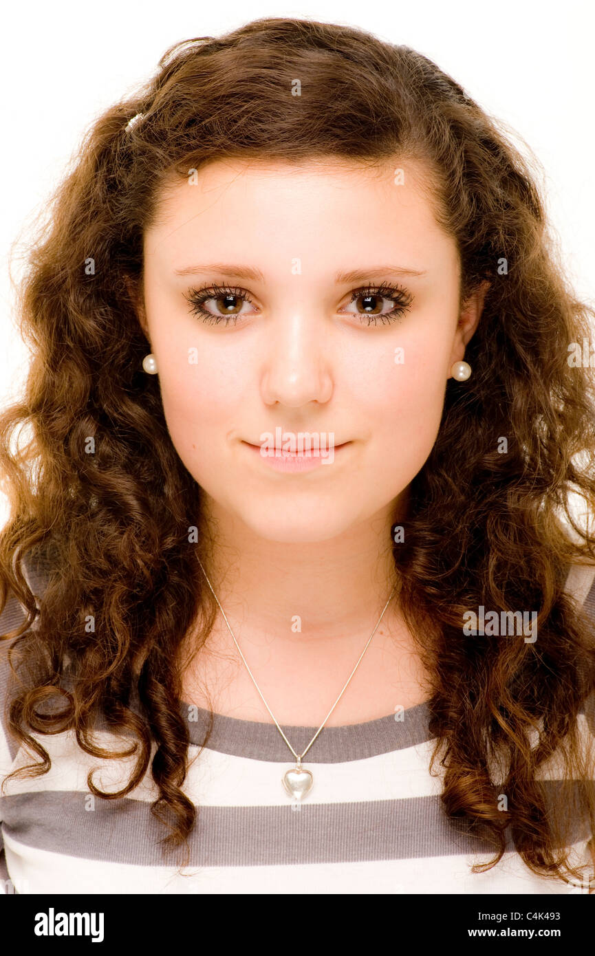 Teenage girl's face - smiling Stock Photo - Alamy