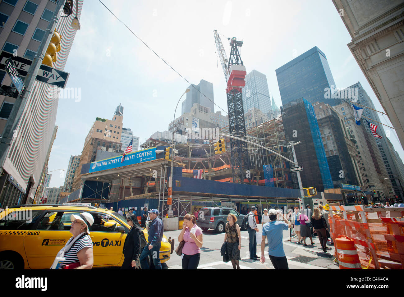 Construction of the Fulton Street Transit Center on Broadway and Fulton ...