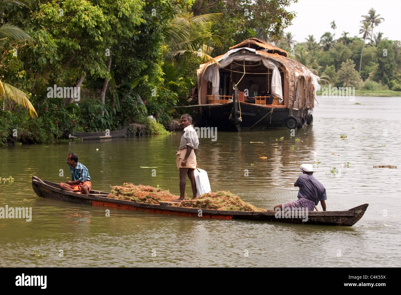 Working in backwaters of Alleppey (Alappuzha), Kerala, Indian Stock ...