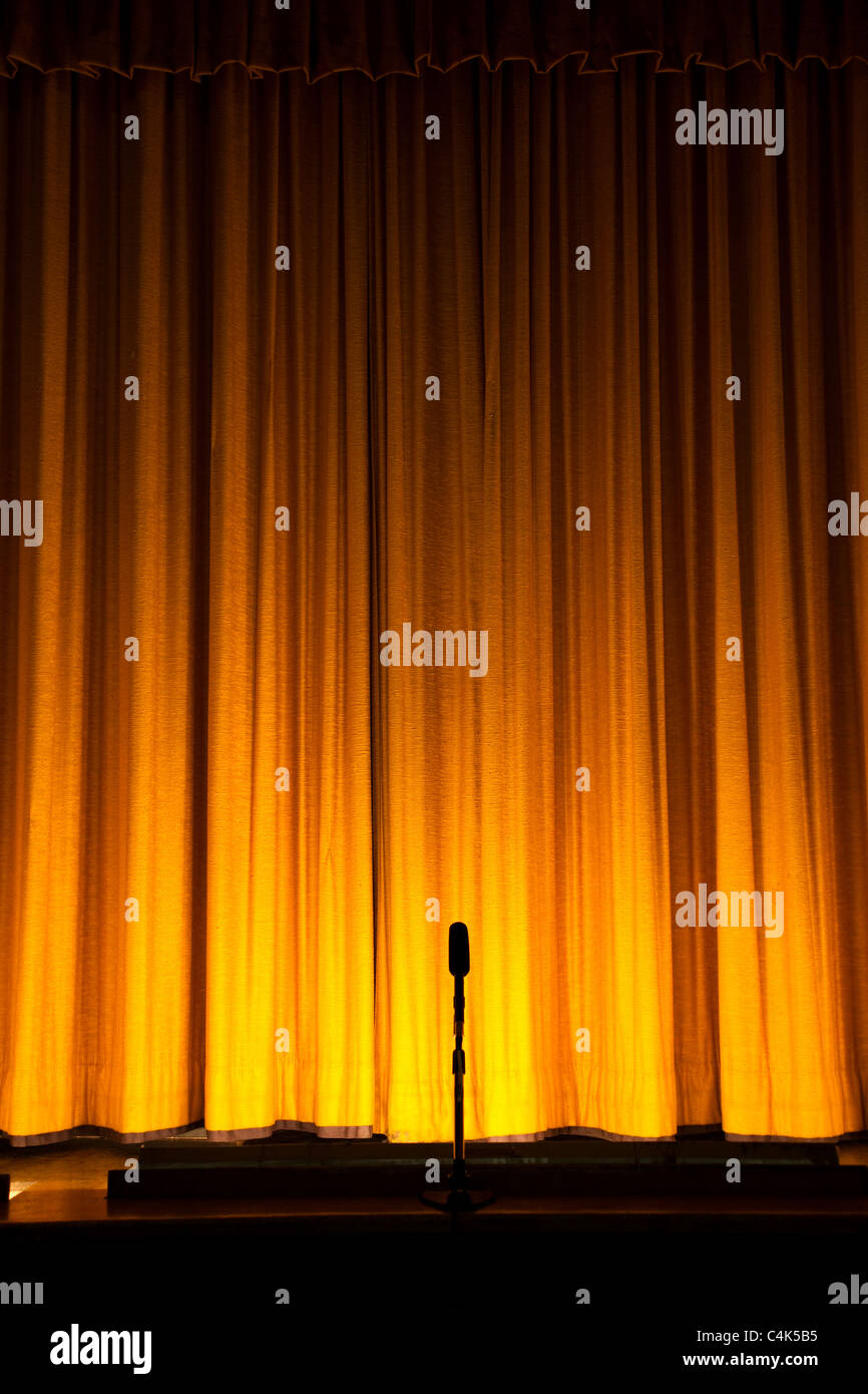 Yellow Stage Curtain for background Stock Photo - Alamy