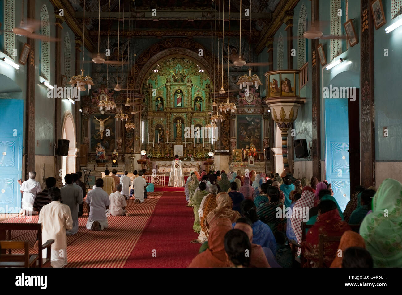 Service and interior, St. Mary's Champakulum Church, Valia Palli ...
