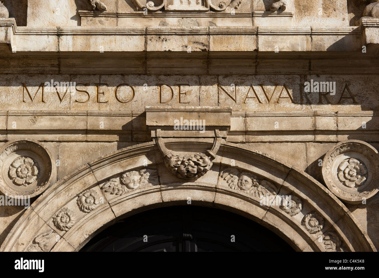 Detail of the portal, 'Museo de Navarra' (Museum of Navarre), Navarra ...