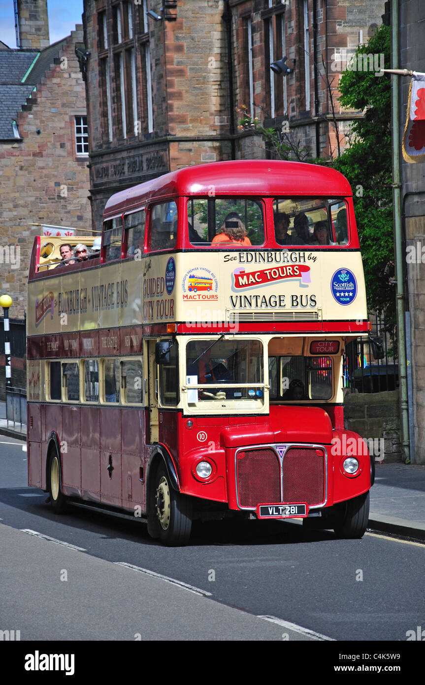 Sightseeing Routemaster, double-decker bus, Canongate, Old Town ...