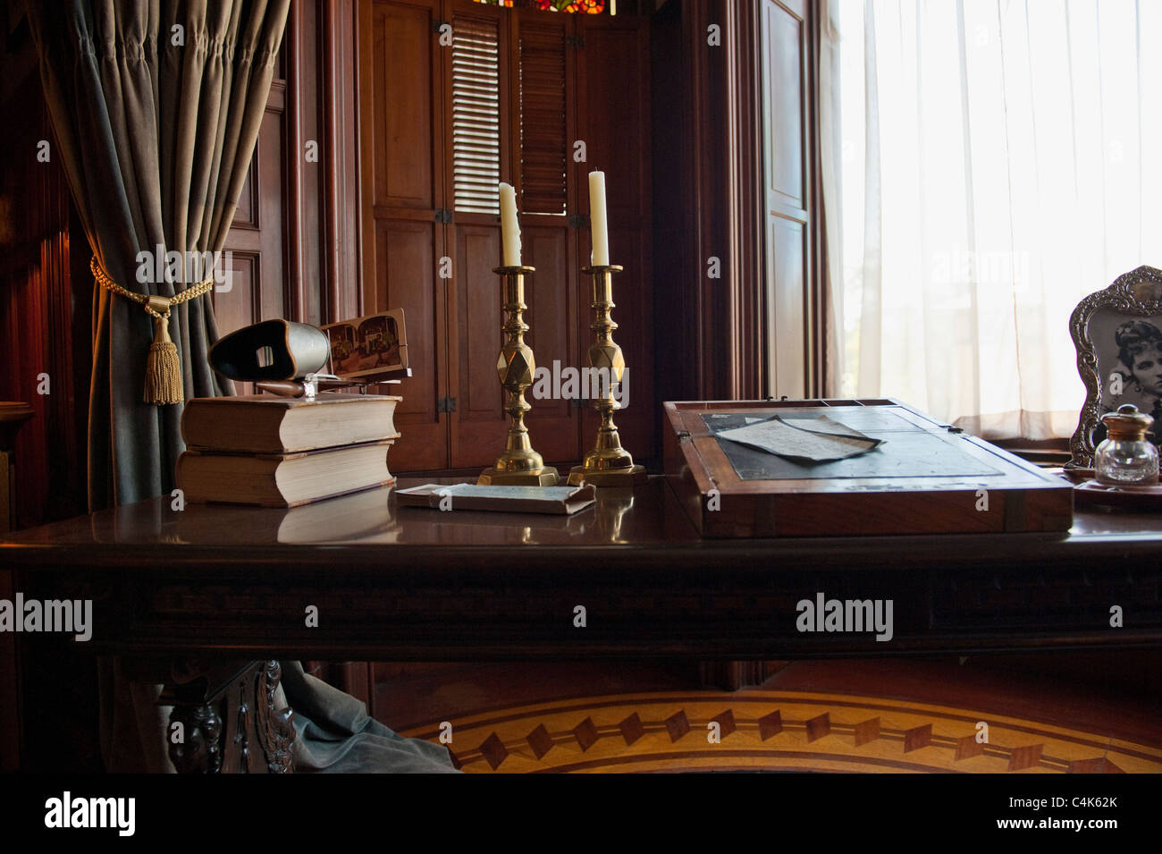 The interiors of Craigdarroch Castle in Victoria, British Columbia, is ...