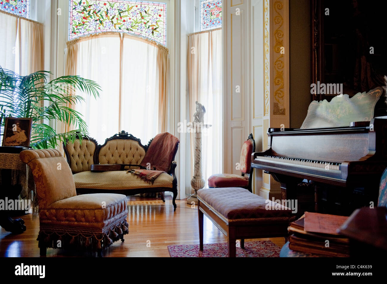 The interiors of Craigdarroch Castle in Victoria, British Columbia, is ...