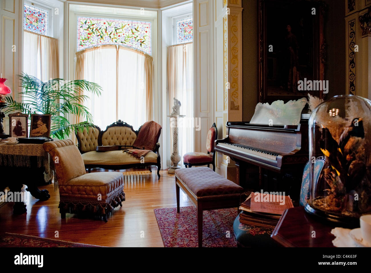 The interiors of Craigdarroch Castle in Victoria, British Columbia, is ...