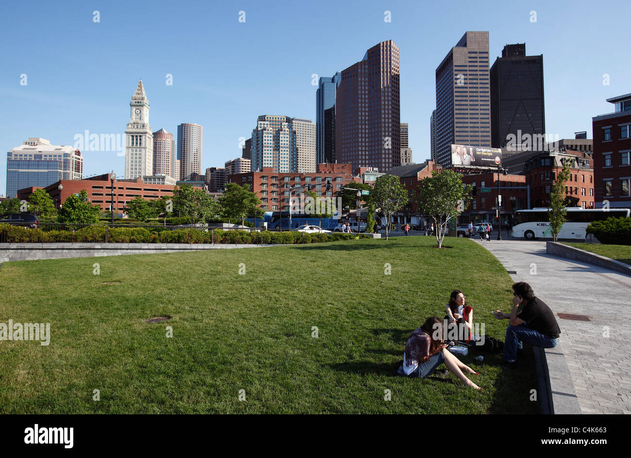 Open space on the Rose Kennedy Greenway, Boston, Massachusetts Stock ...