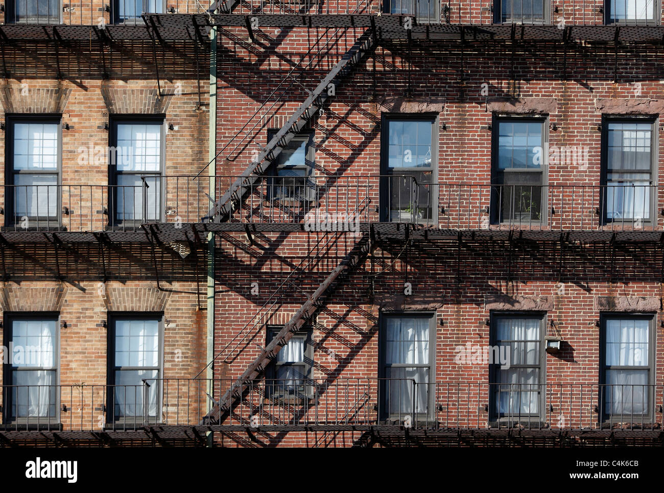 building fire escapes in the North End neighborhood of Boston Stock ...