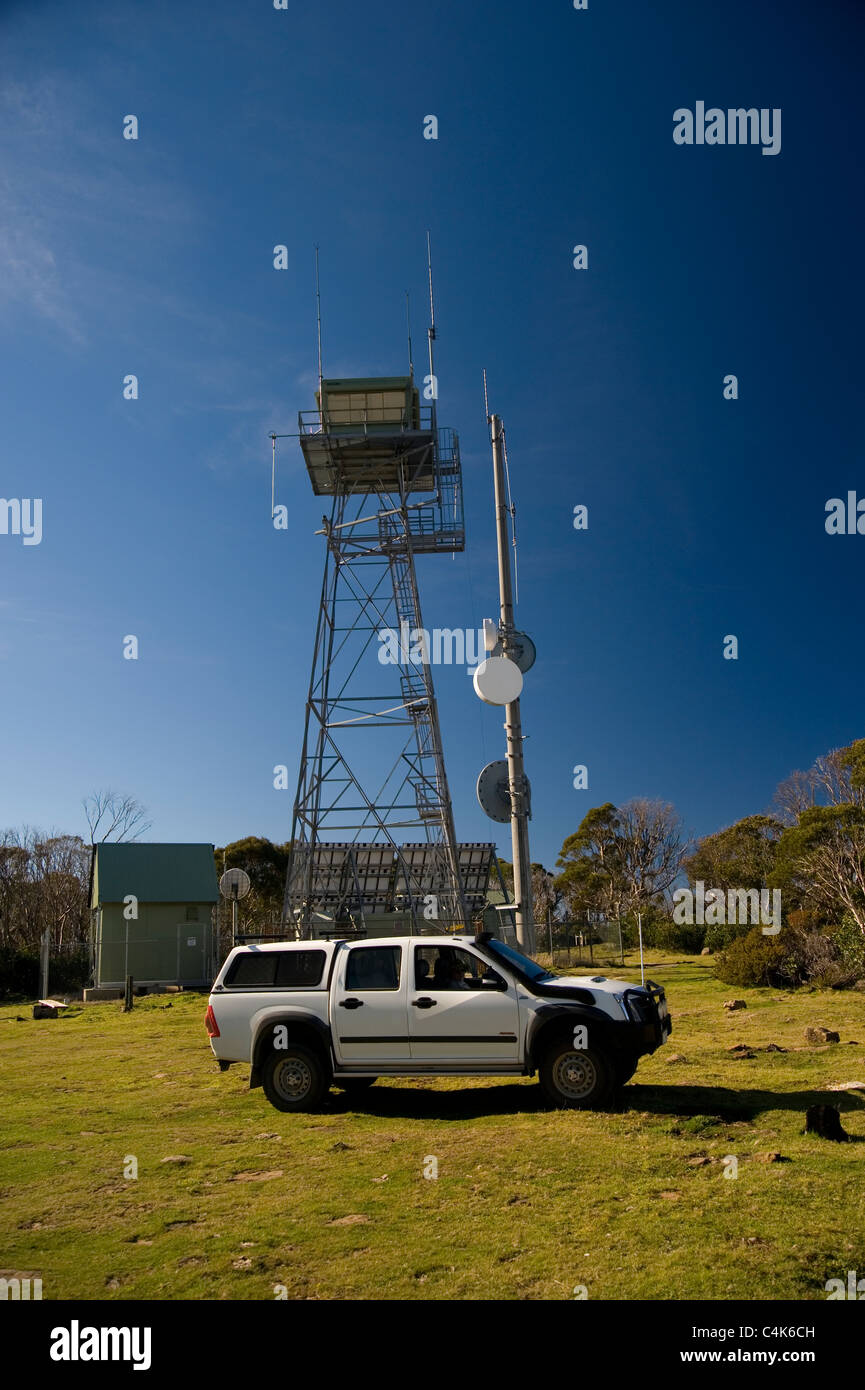 fire lookout tower and 4 wheel drive Stock Photo - Alamy