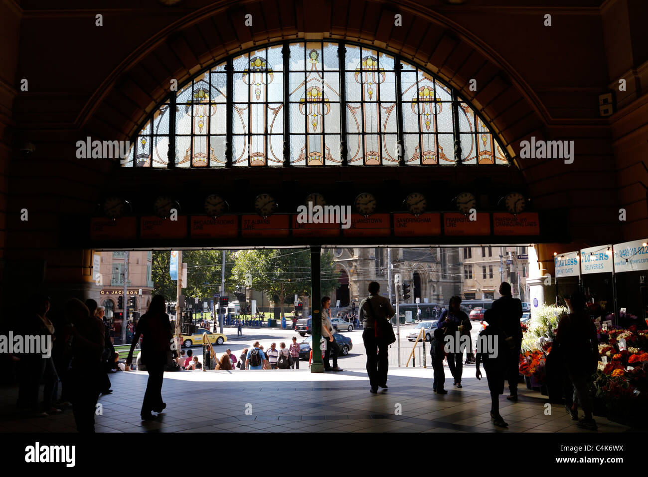 View from inside Flinders Street Station towards Swanston Street in ...