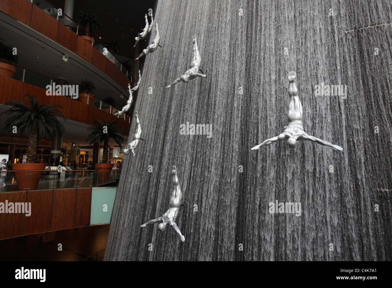 The Waterfall inside the shopping center at Dubai Mall, Dubai, United ...