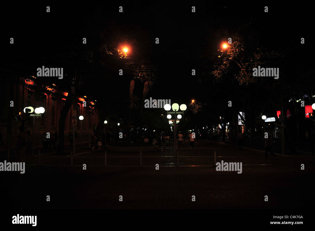 Neon blue white illuminated shop signs right side view hi-res stock ...