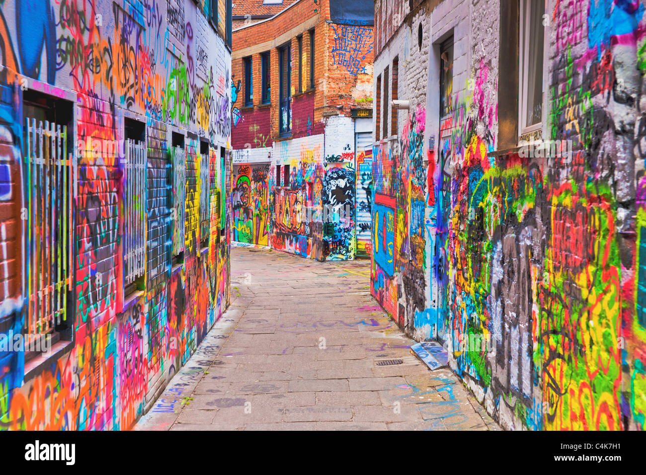 Graffitistrasse, Gent | graffiti street, Ghent Stock Photo - Alamy