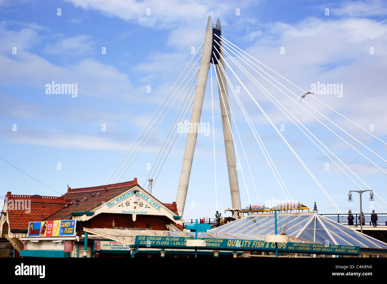 Marine Way bridge and pier at Southport Stock Photo - Alamy