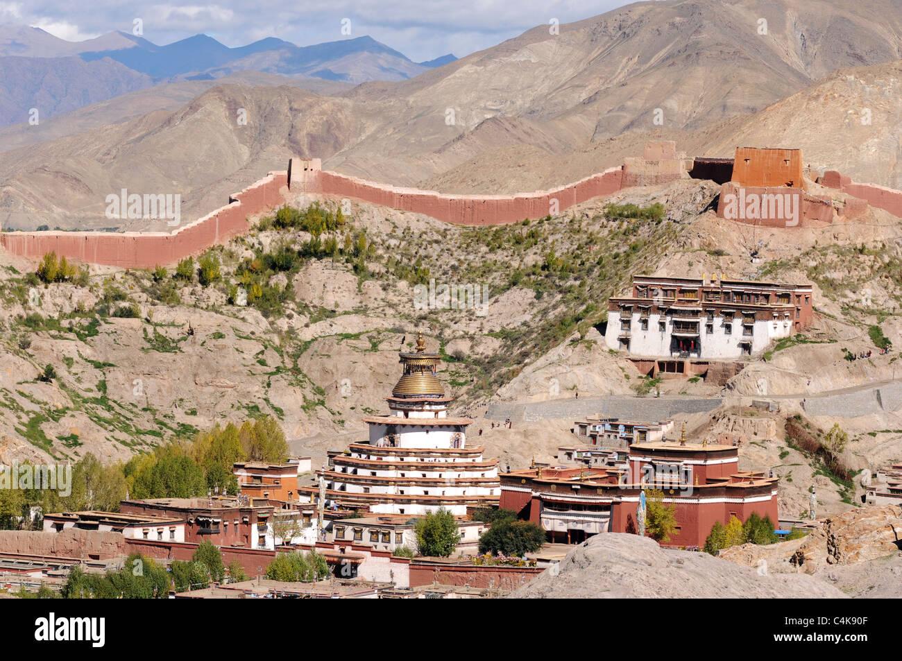 Landscape of a famous ancient lamasery at the foot of mountains in ...