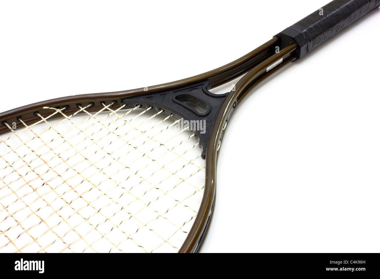 Tennis racket of brown color on a white background Stock Photo - Alamy