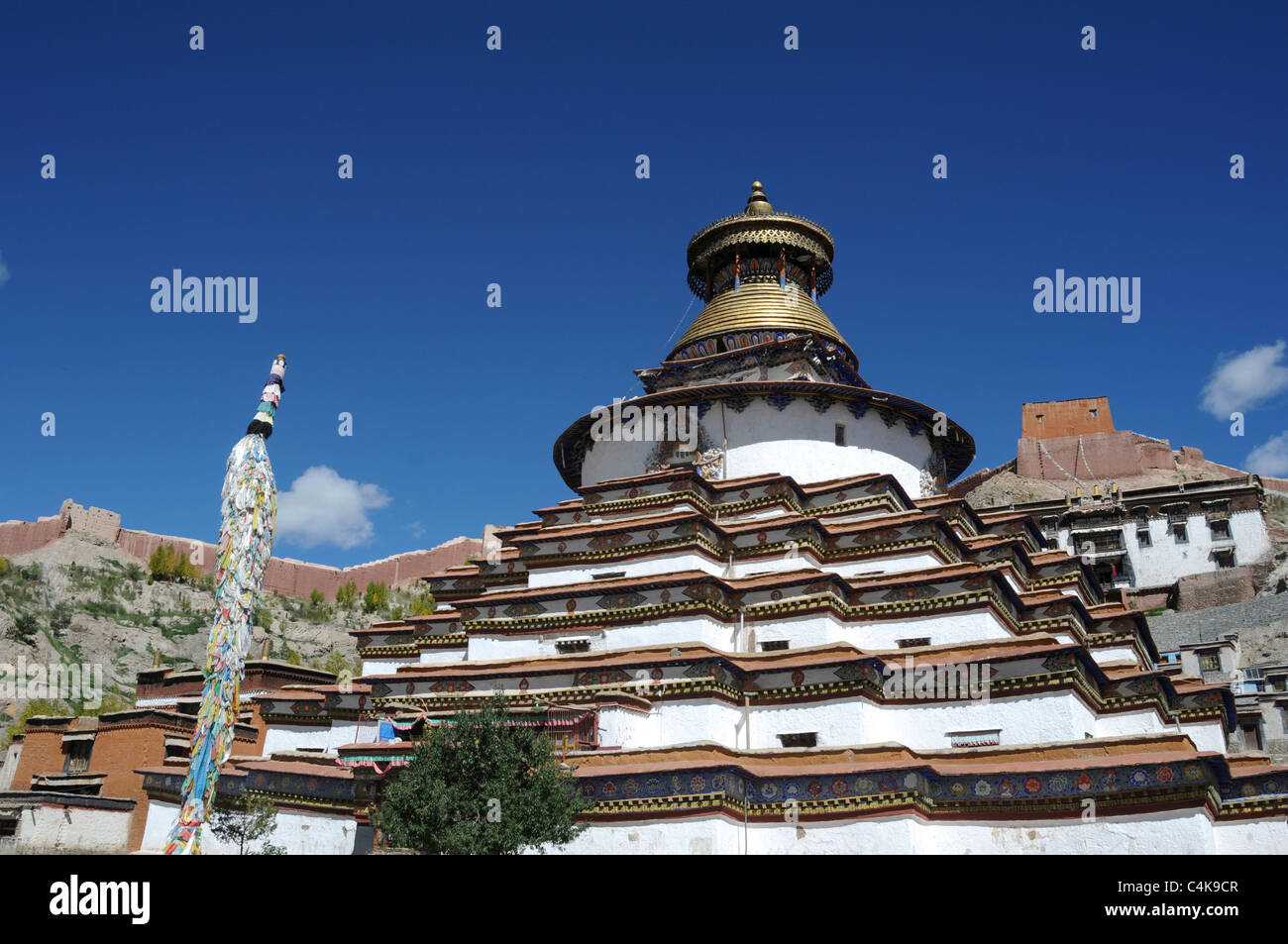 The Kumbum in Gyantse,Tibet. The Kumbum is a multi-storied aggregate of ...
