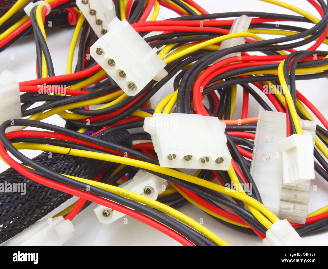 The computer power unit in an open kind with details and electric wires ...